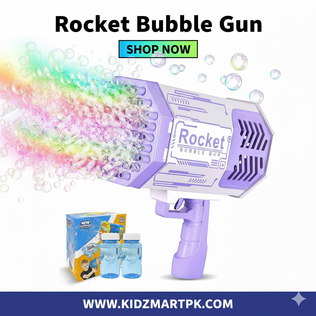 69 Hole Automatic Electric Bubble Machine Racket Launcher - KIDZMART